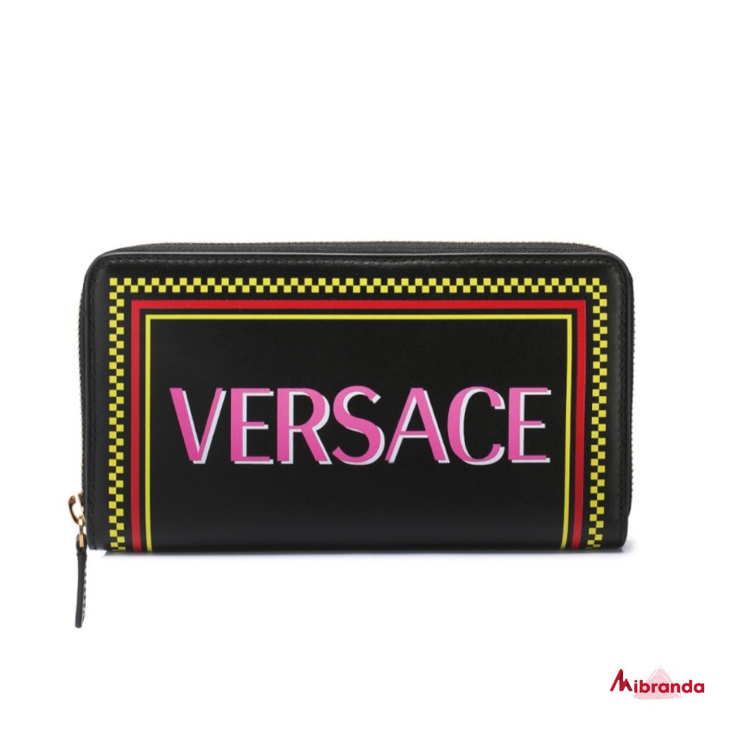 Cartera negra con logo, de VERSACE